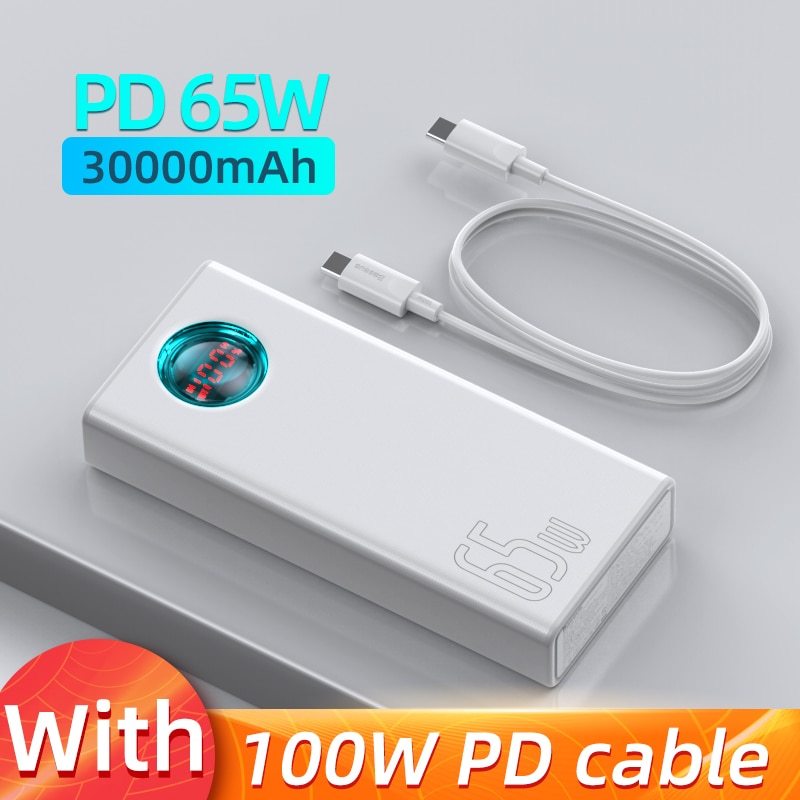 Baseus 65W Power Bank 30000mAh PD Quick Charge FCP SCP Powerbank ...