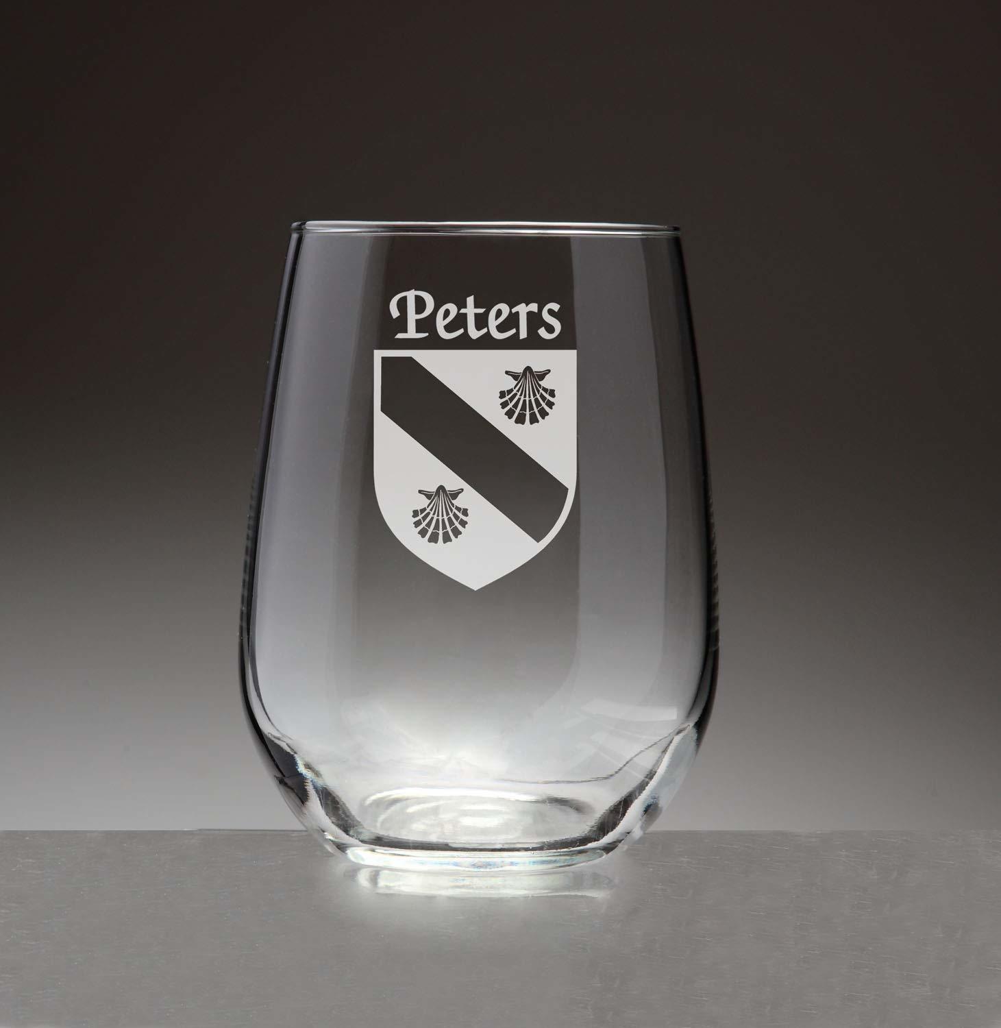 Peters Irish Coat of Arms Stemless Wine Glasses (Sand Etched) - Equipment