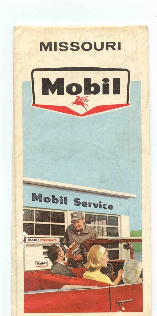 Mobil Oil Company Road Map of Missouri Rand McNally 1965 - US