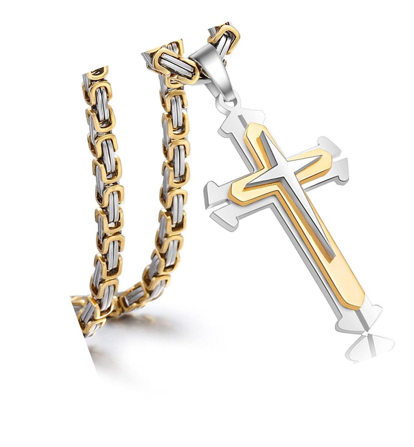 Cross Pendant Necklace Mens Boys Stainless Steel - Chains, Necklaces ...