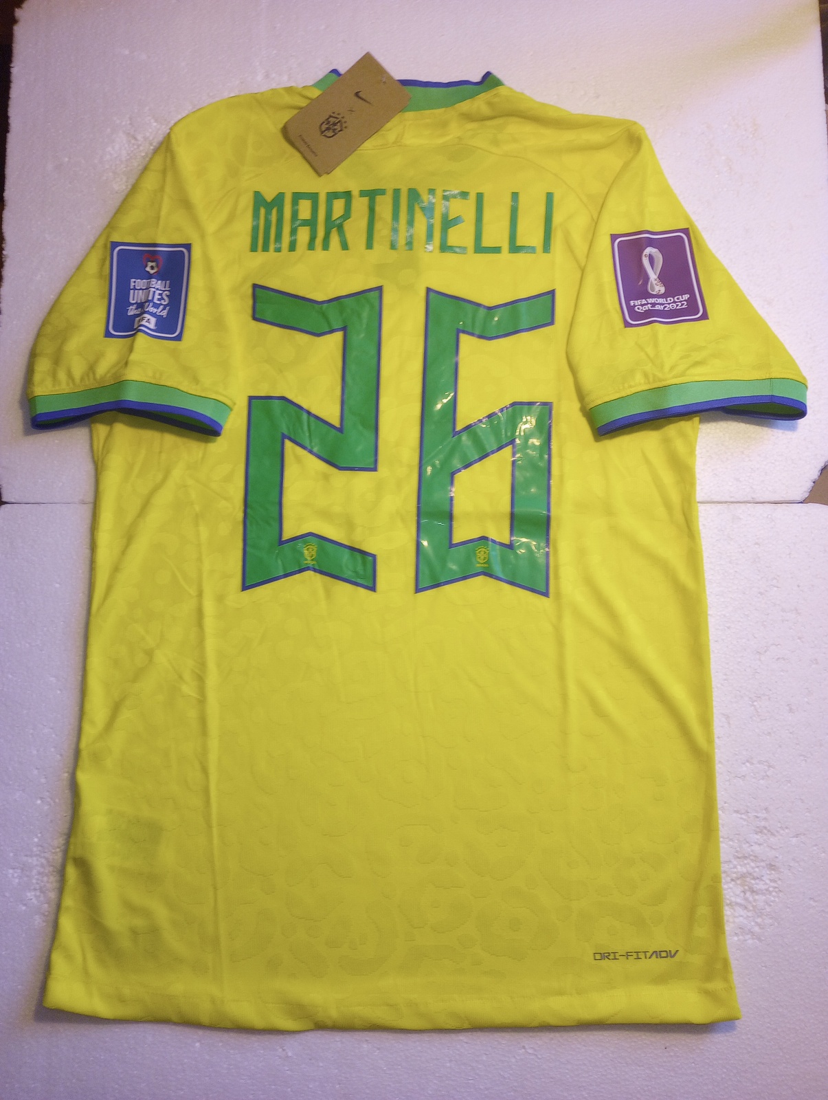 Gabriel Martinelli Brazil 2022 World Cup Match Slim Yellow Home Soccer ...