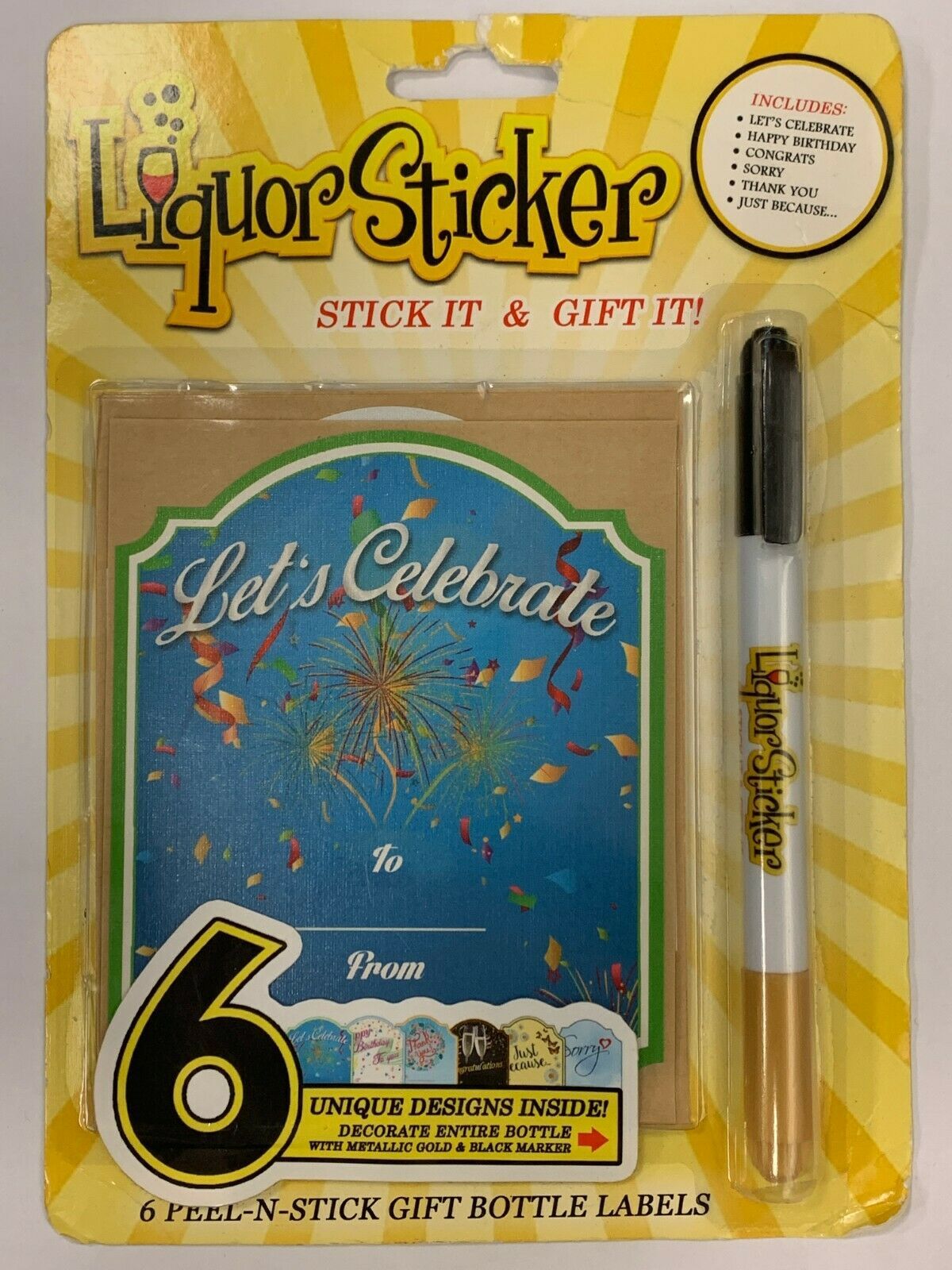 Liquor Sticker Wine Bottle or Gift Box Sticker Label Kit with Marker ...