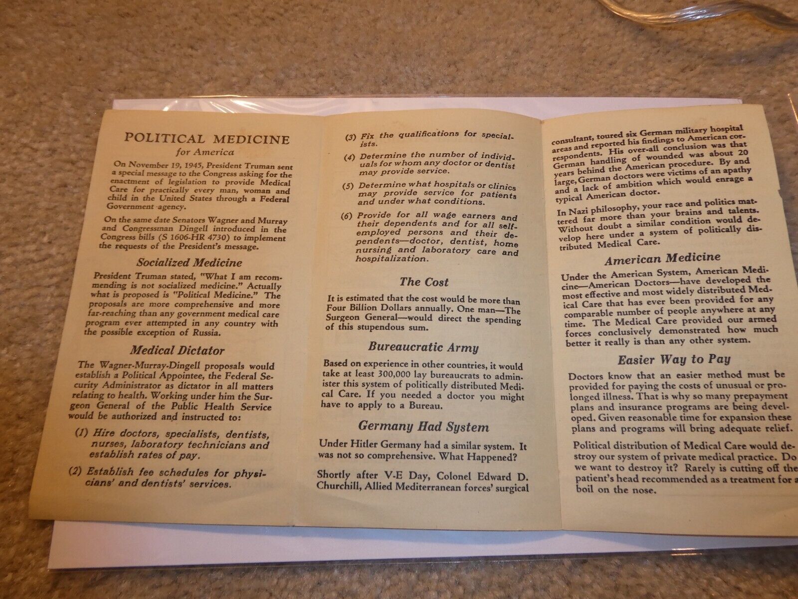 Vintage 1940s Pamphlet Political Medicine Early Healthcare Paper - 1940-59