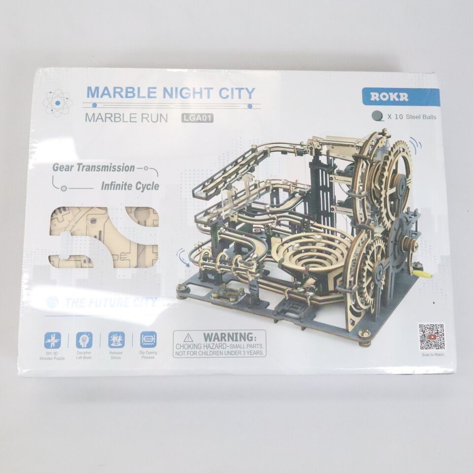 ROKR 3D-Marble Night City Marble Run LGA01 Gears/Steel Balls Wood ...