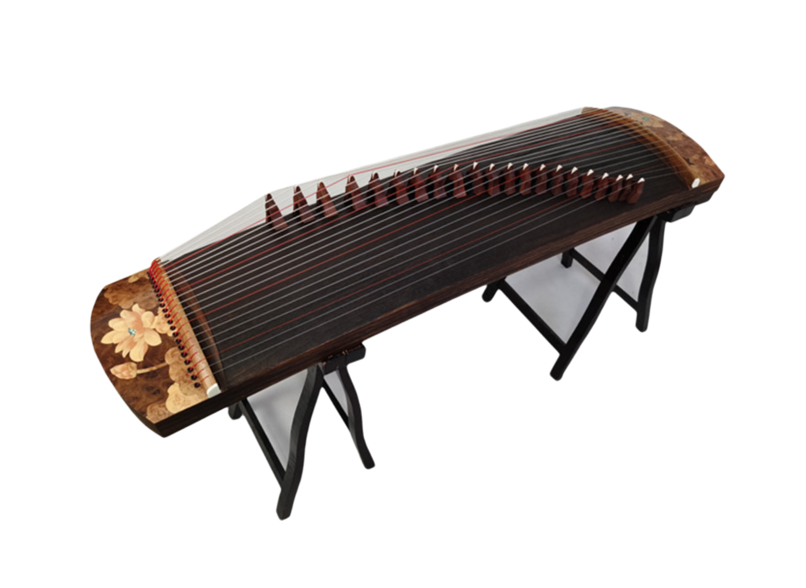 Portable Guzheng 125cm 21 strings hibiscus illustration Chinese zither - Guzhengs