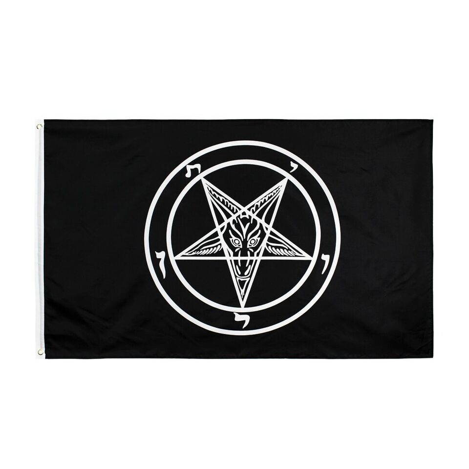 Baphomet satanic flag inverted pentagram CoS - Flags
