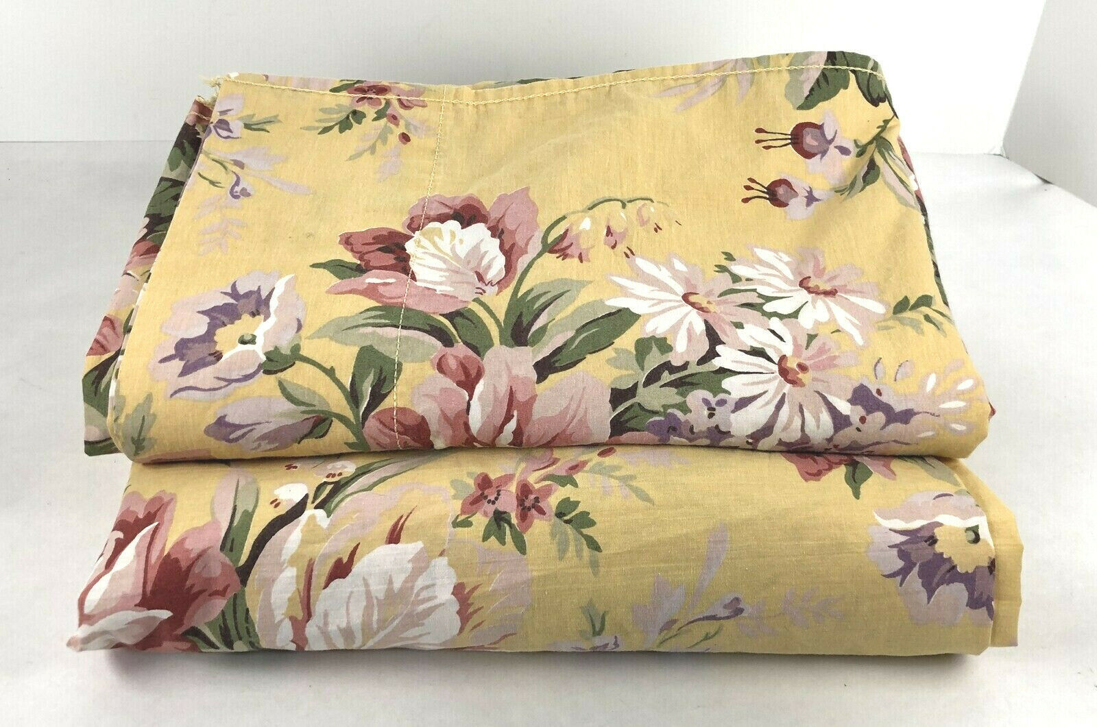 Vintage Ralph Lauren FLAT FITTED Sheets BROOKE SOPHIE Yellow Floral ...