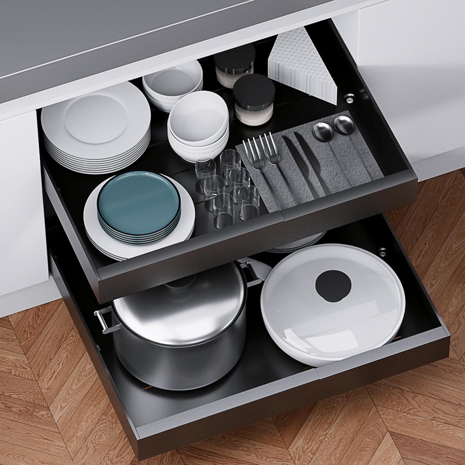 Expandable Pull Out Kitchen Cabinet Organizer,Adhesive No Drilling ...