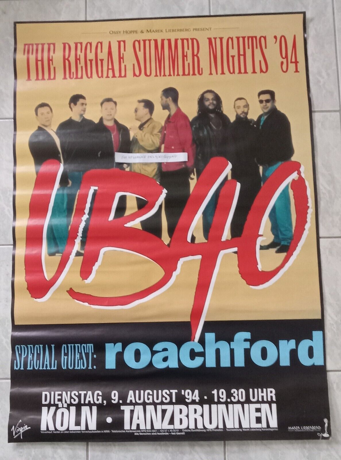 UB40 ORIGINAL TOUR POSTER 23 1/4 X 32 1/4 INCHES GERMAN 1994!! RARE ...