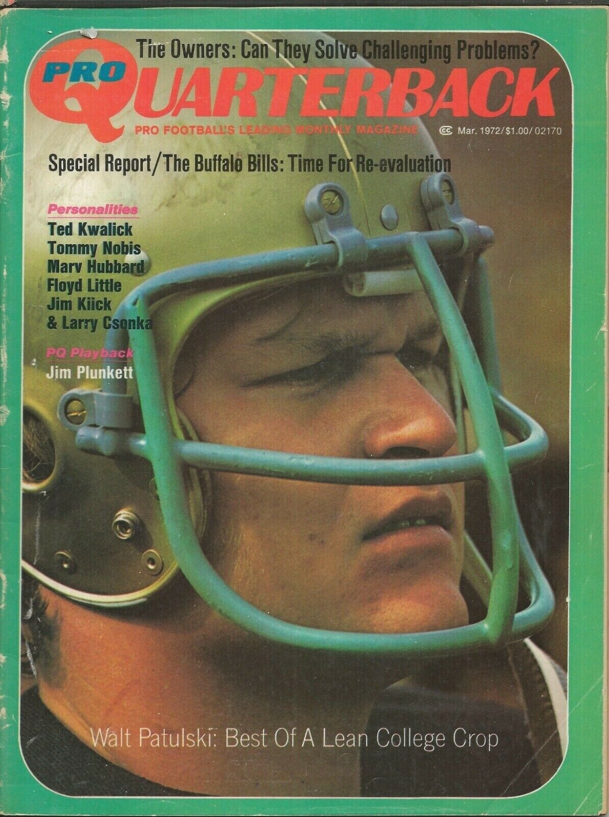 ORIGINAL Vintage Mar 1972 Pro Quarterback Magazine Walt Patulski ...