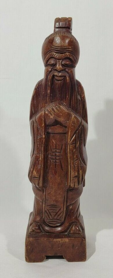 Old China Boxwood Carved Famous Thinker Politician Confucius Kongzi ...