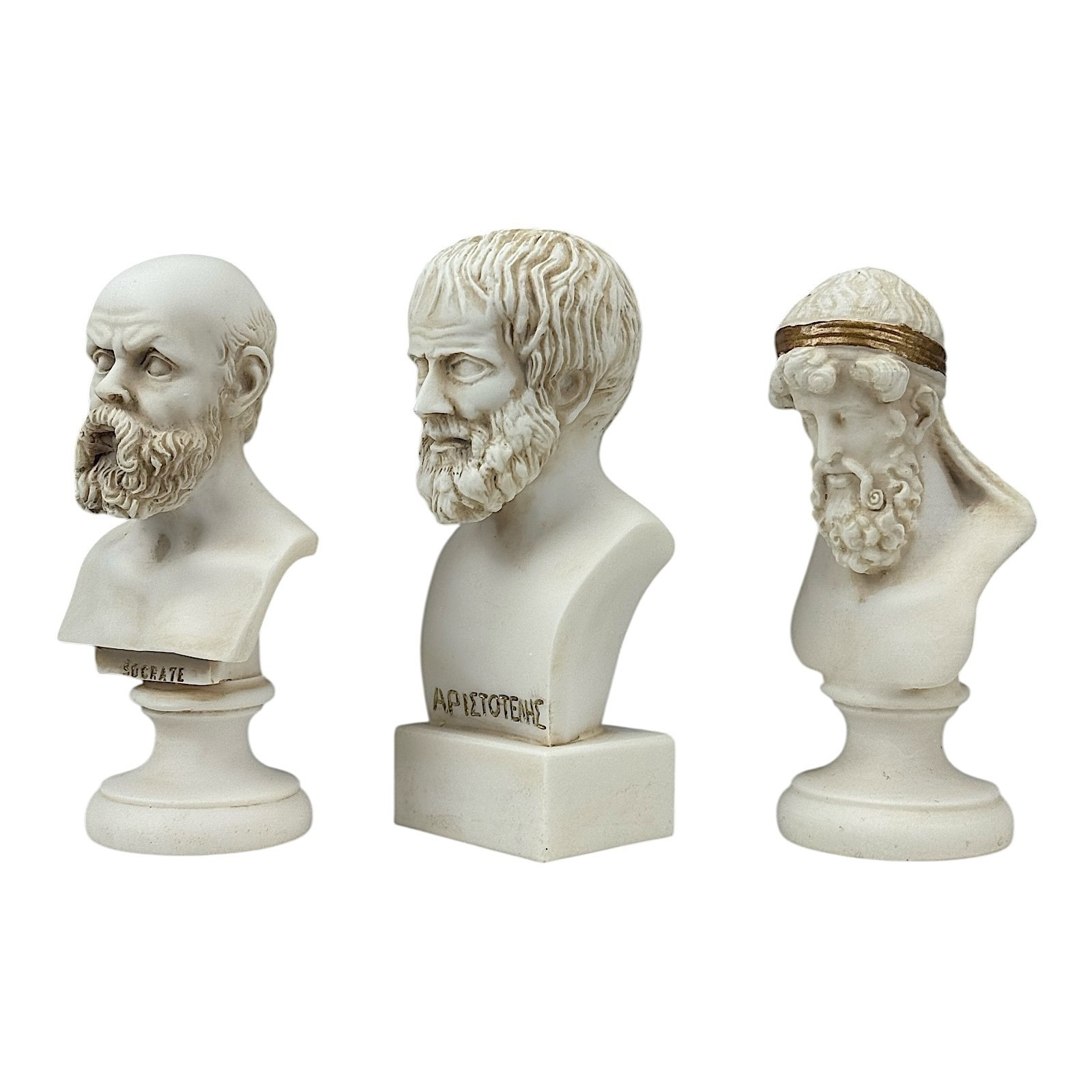 Scultura statua grigia testa di busto filosofo greco Socrate Aristotele ...