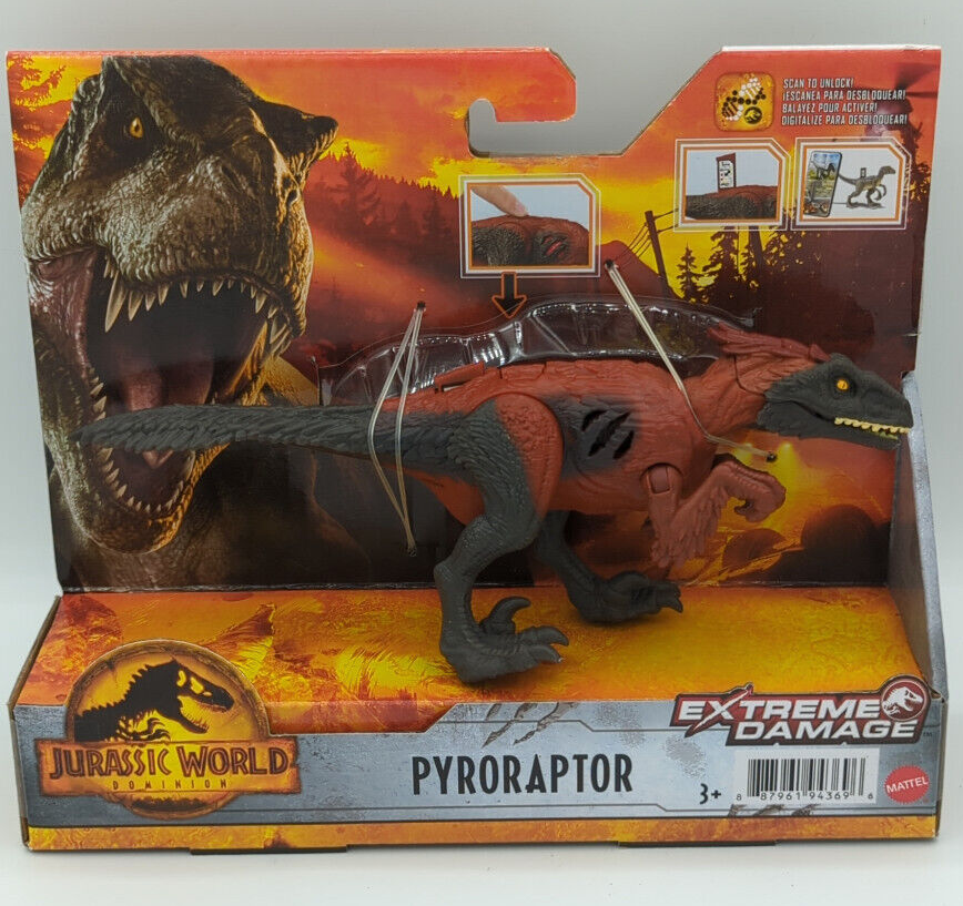 Mattel Jurassic World Pyroraptor Extreme Damage Action Figure Dinosaur ...