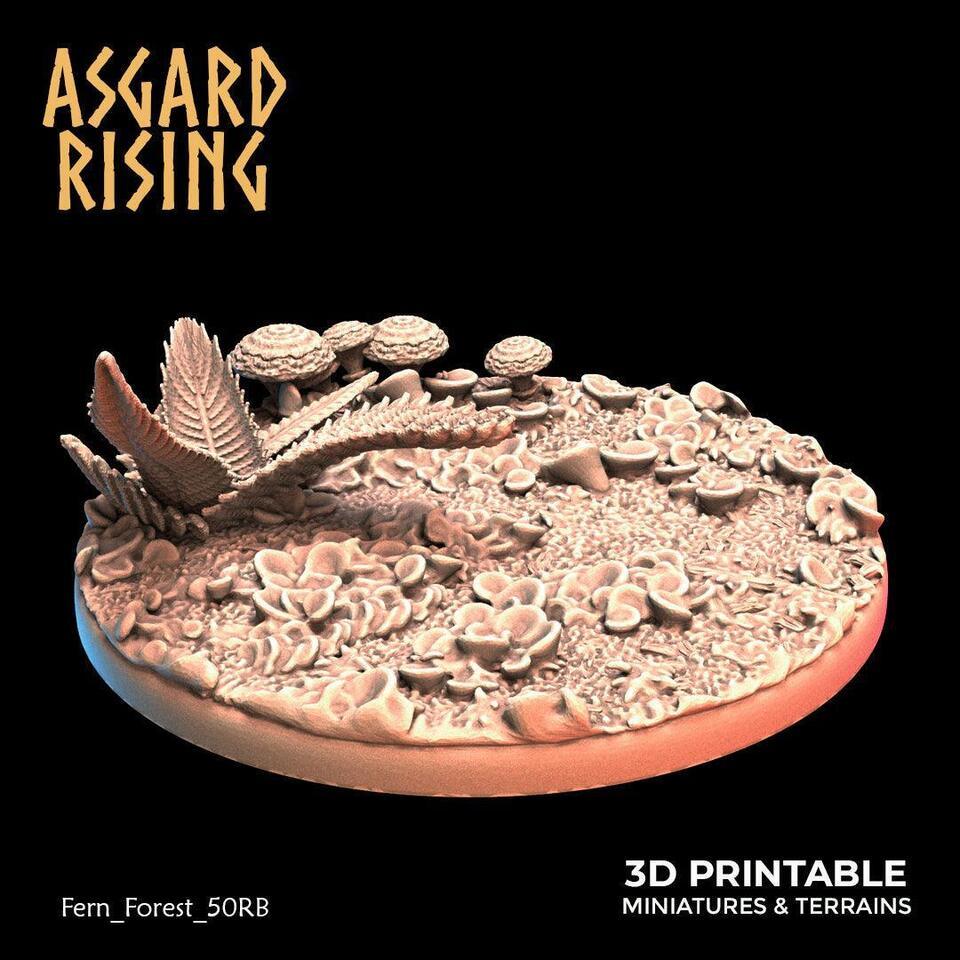 3D Printed Asgard Rising Fern Forest - 50mm Round Base Wargaming DnD - 28mm