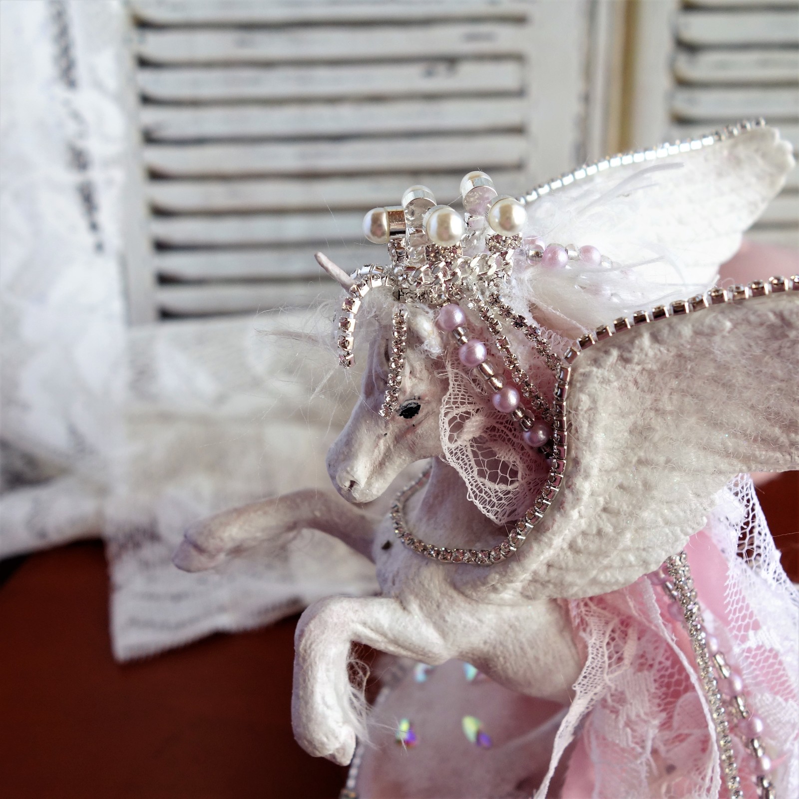 Winged Unicorn Statue Shabby Chic Pegasus Unisus Unipeg Figurine - Home ...