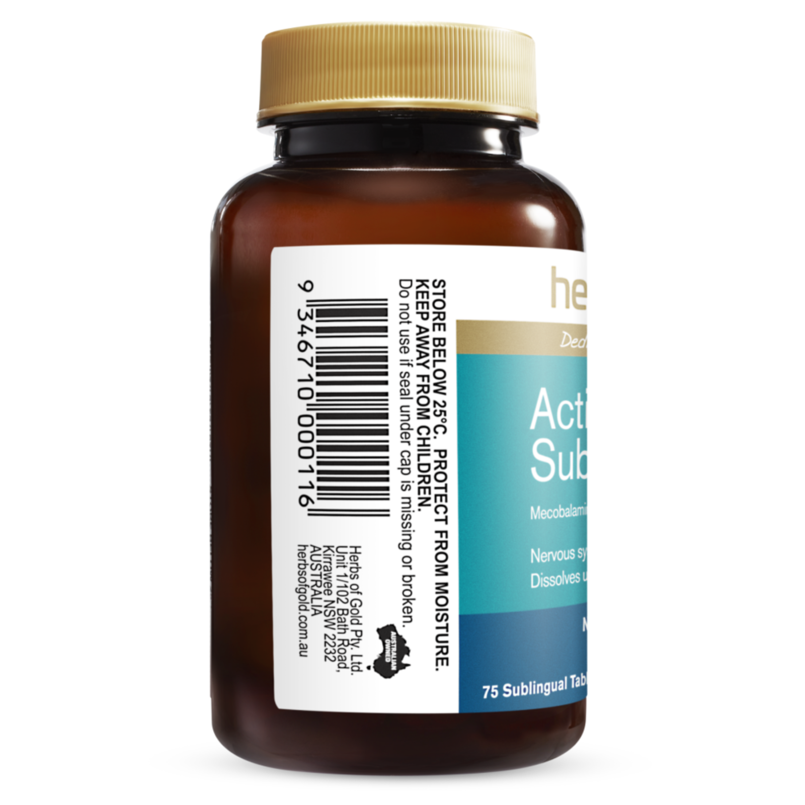 Herbs of Gold Activated Sublingual B12 75 Tablets - Vitamins & Minerals