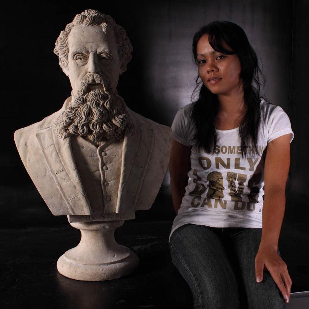 Charles Dickens Stone Bust Life Size Statue - Sculptures & Figurines