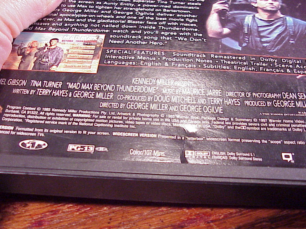 Mad Max Beyond Thunderdome DVD, with Mel Gibson, used, 1985, PG-13 ...