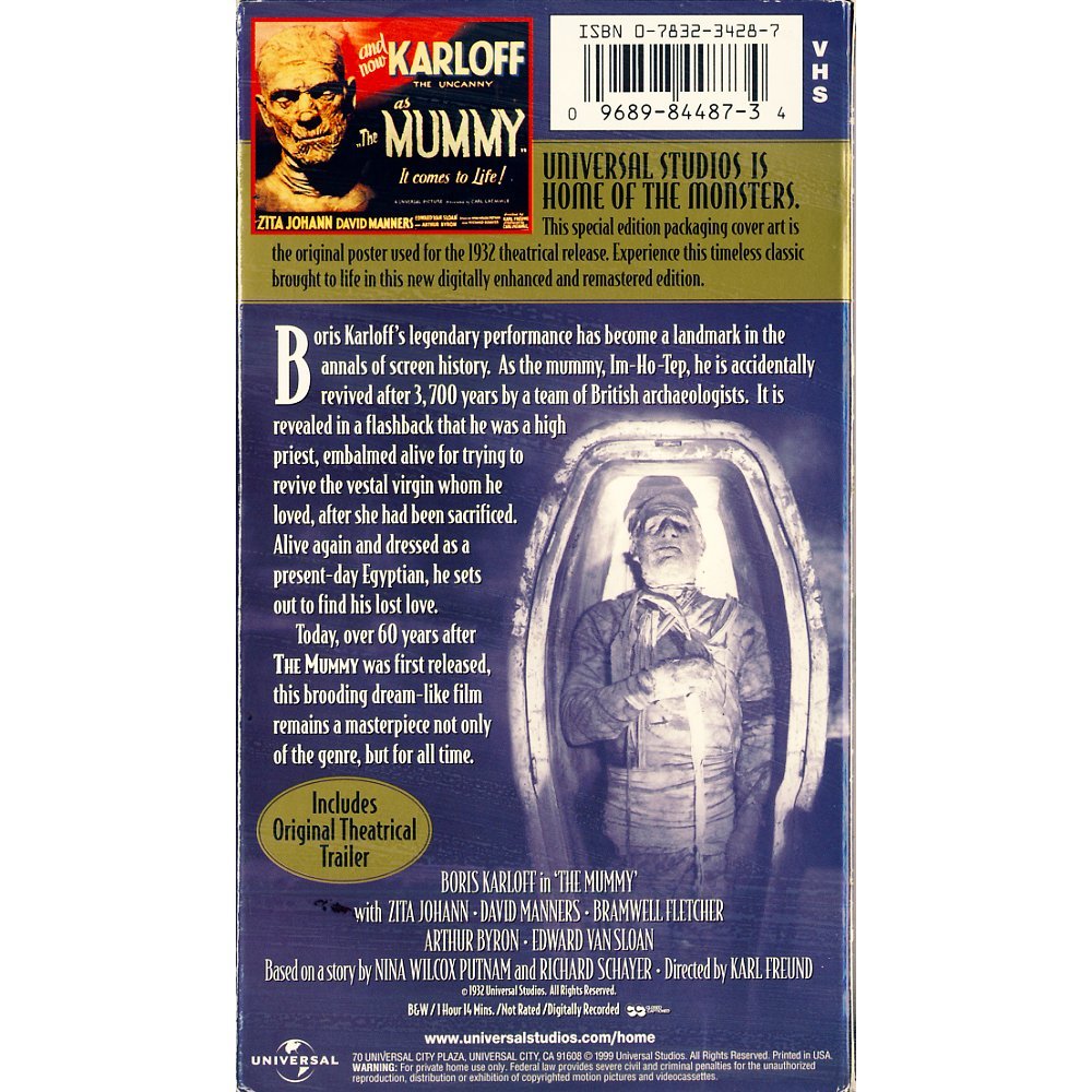 The Mummy VHS - Universal Monsters Classic Collection - Boris Karloff ...