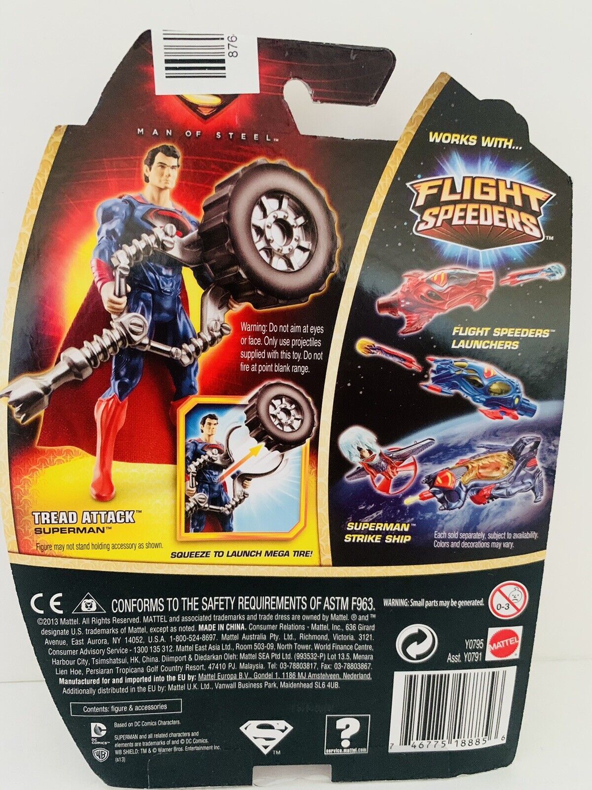 Superman Man of Steel Tread Attack Superman Figure with Mega Tire ...