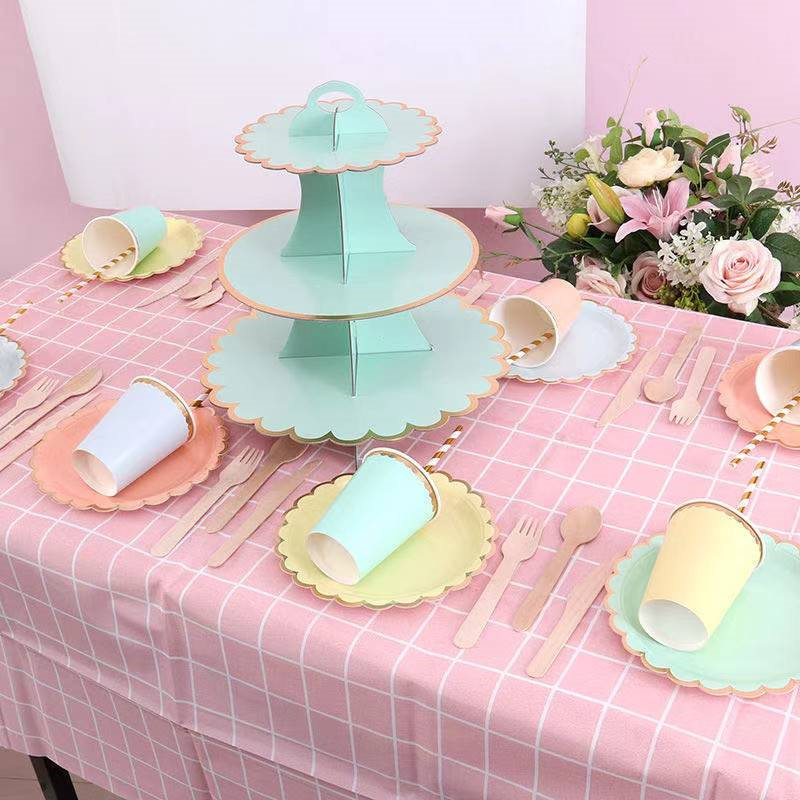 3-Layer Disposable Round Birthday Cupcake Dessert DIY Paper Craft Stand ...