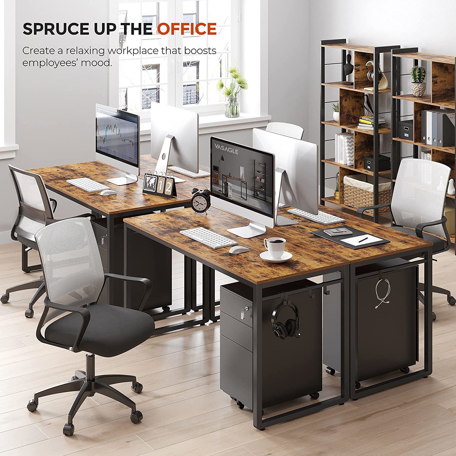 Vasagle Computer Writing Desk, 47 Inch Office Study Table, Work, Rustic ...