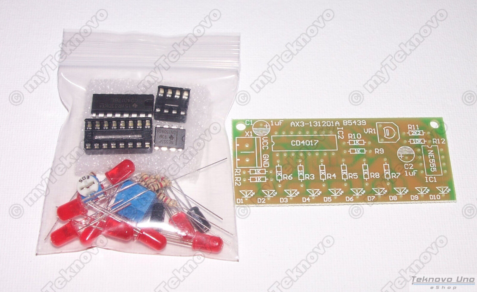 8x LED Light Scroller Chaser Follower Sequencer DIY KIT NE555 CD4017 ...