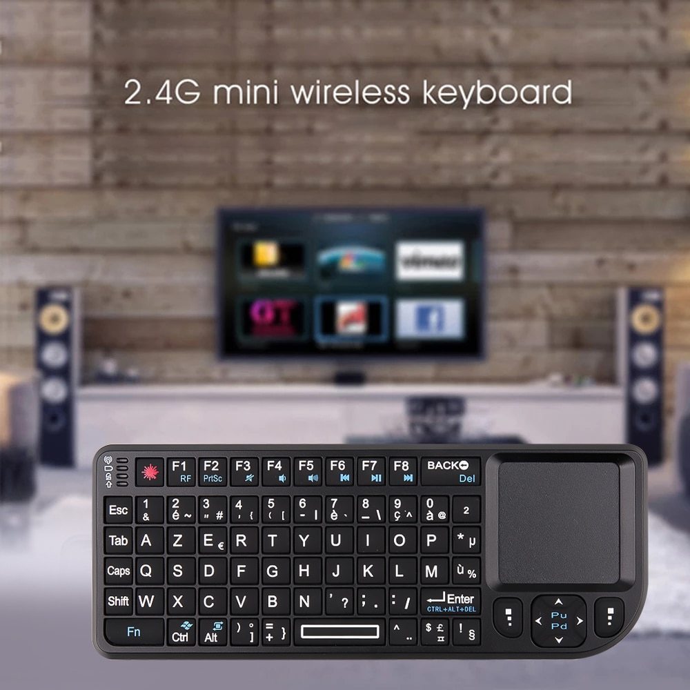Mini 2.4G RF Wireless Keyboard - Rainbow Backlight, French - Keyboards ...