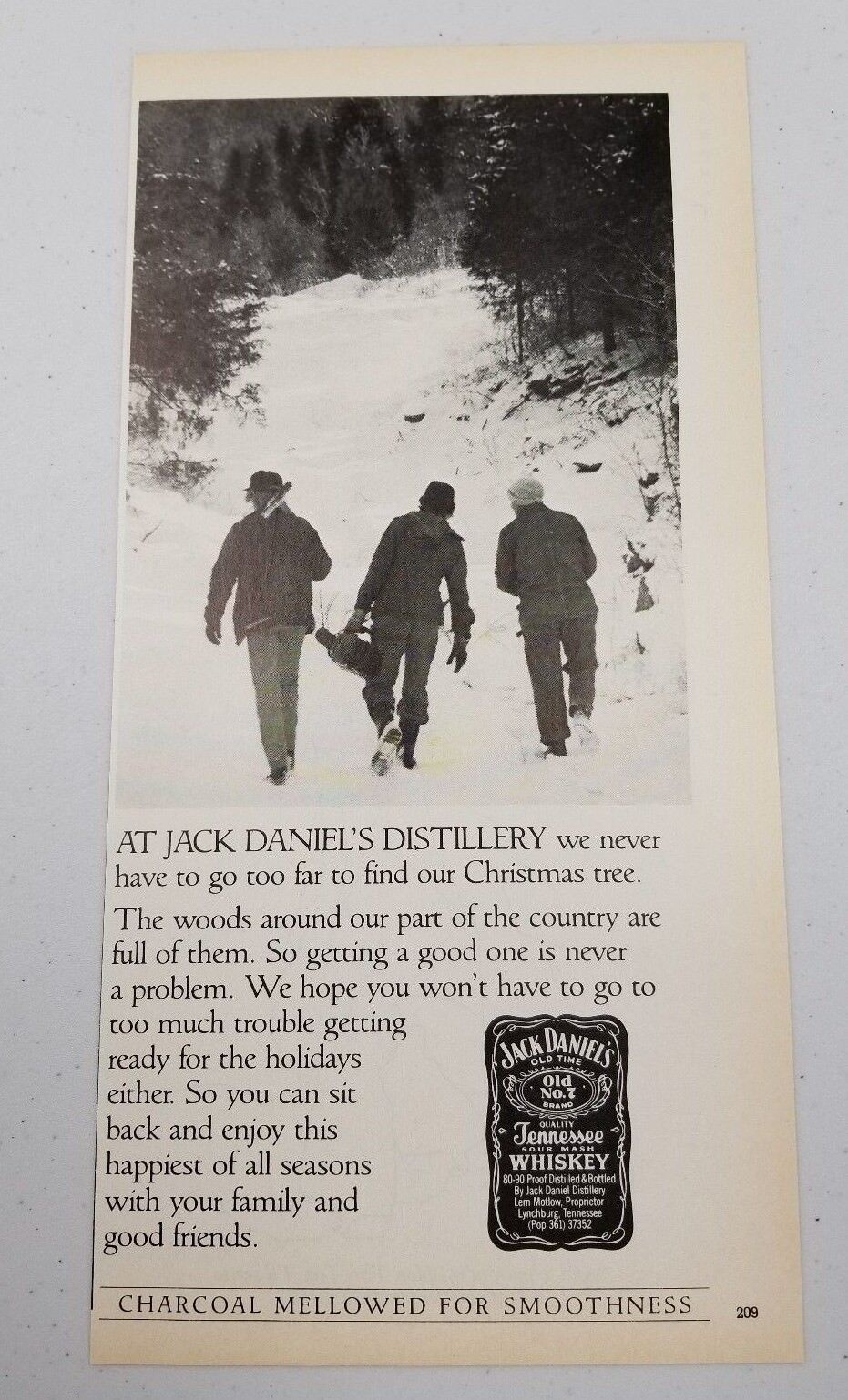 1986 Print Ad Jack Daniels Tennessee Whiskey Men Drag Christmas Tree in ...
