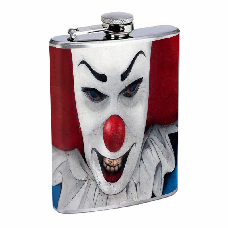 Scary Clowns D1 Flask 8oz Stainless Steel Hip Drinking Whiskey - Bottles