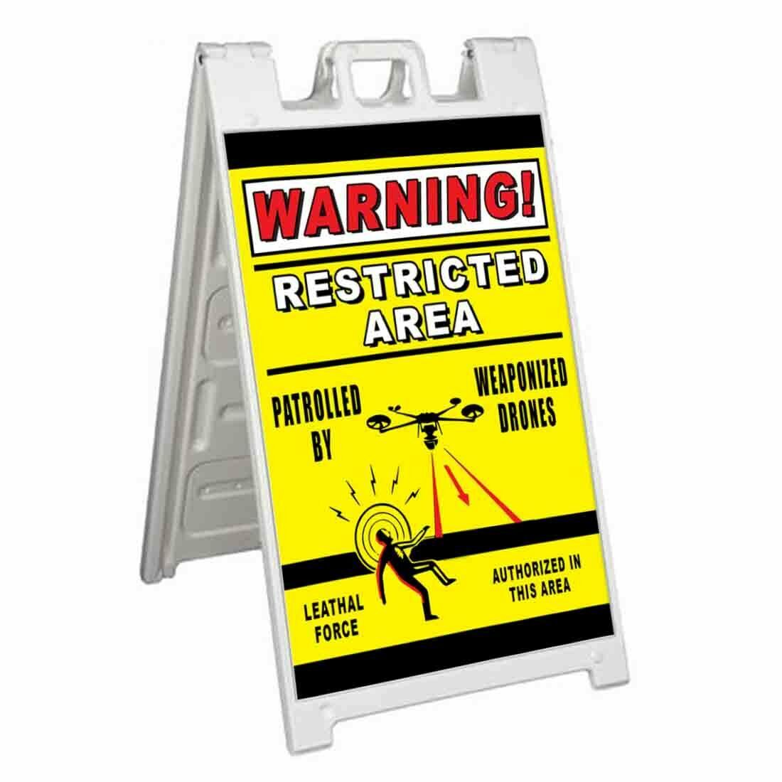 WARNING RESTRICT AREA Signicade 24x36 Aframe Sidewalk Decal Sign Banner ...