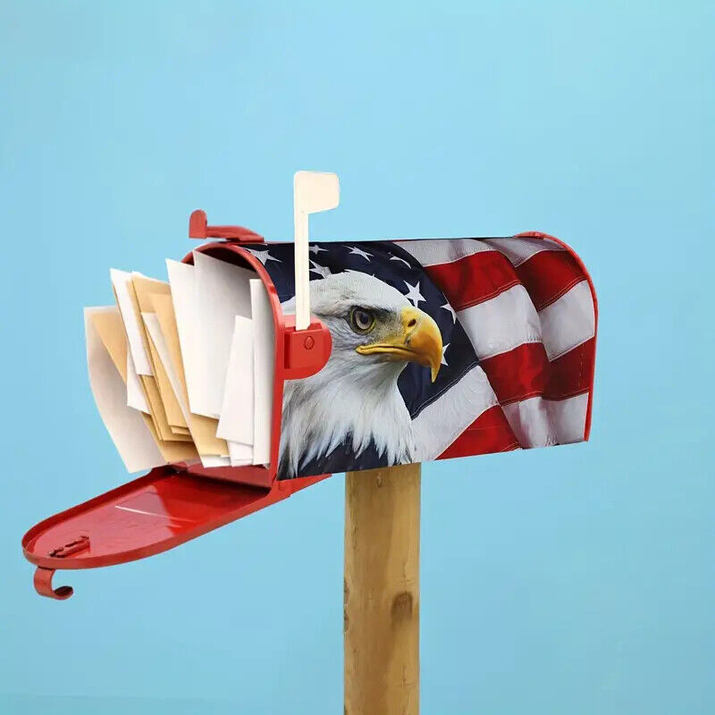 American Flag & Bald Eagle Mailbox Cover / Wrap - Fits Standard Size ...