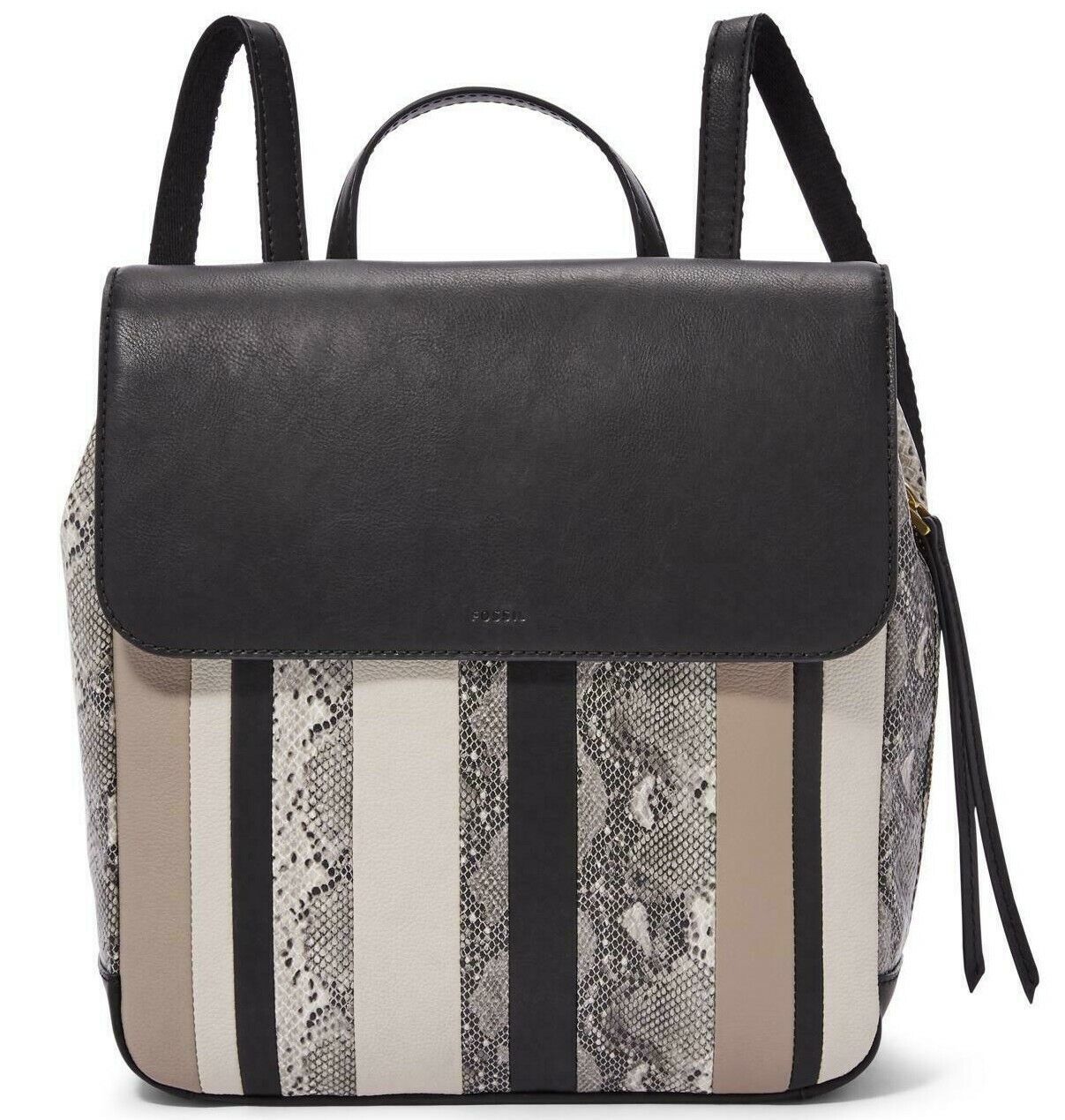 Fossil Claire Patchwork Leather Backpack SHB2305186 Black Python Snake ...