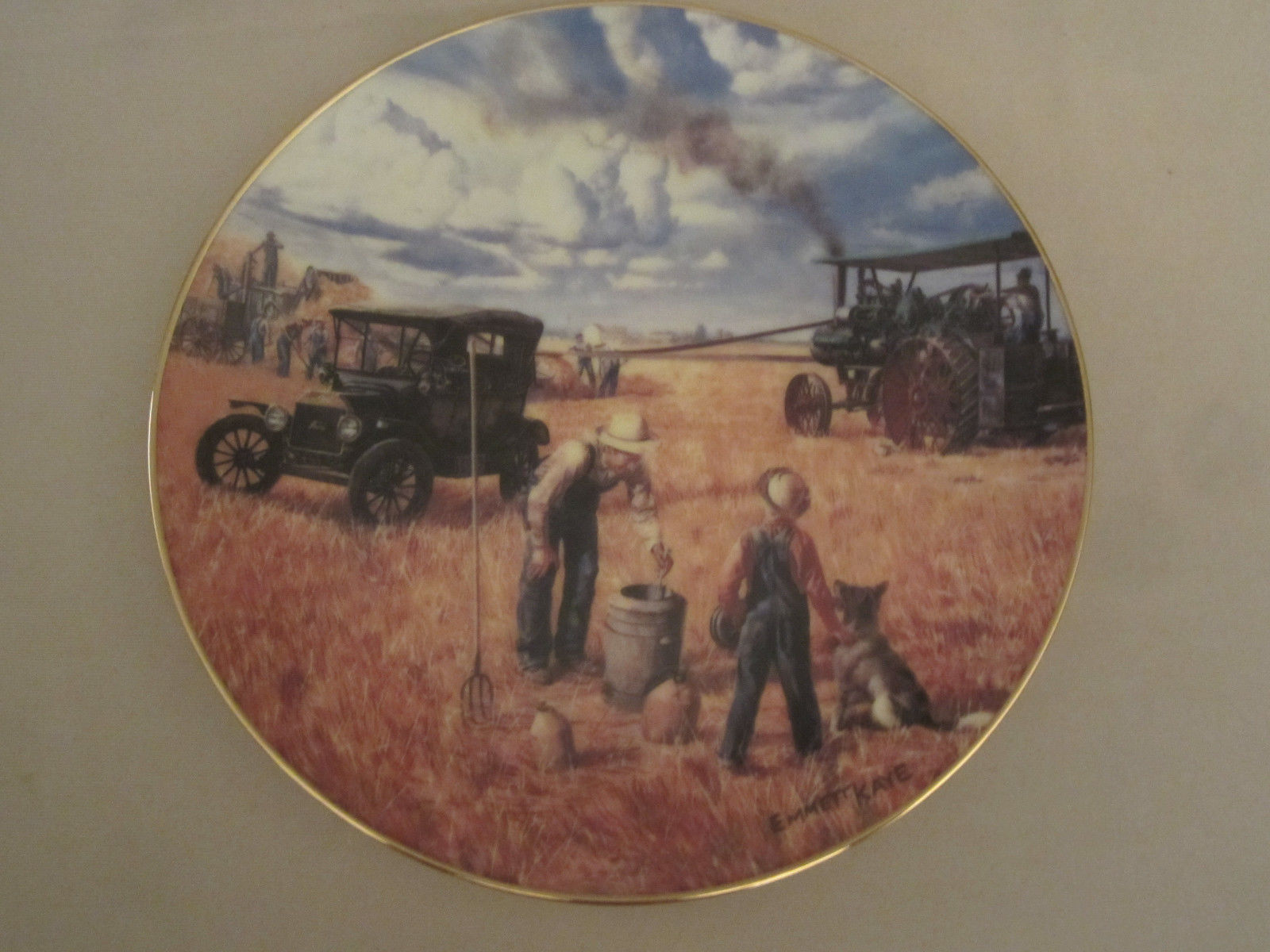 BOUNTIFUL HARVEST Collector Plate EMMETT KAYE Threshing FARMING THE ...