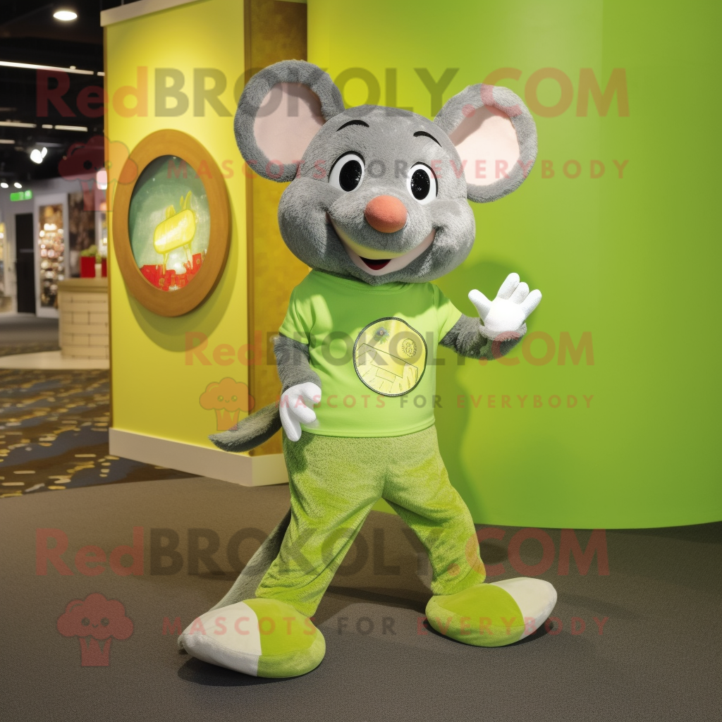 Lime Green Mouse mascot costume character dressed with a Henley Shirt ...