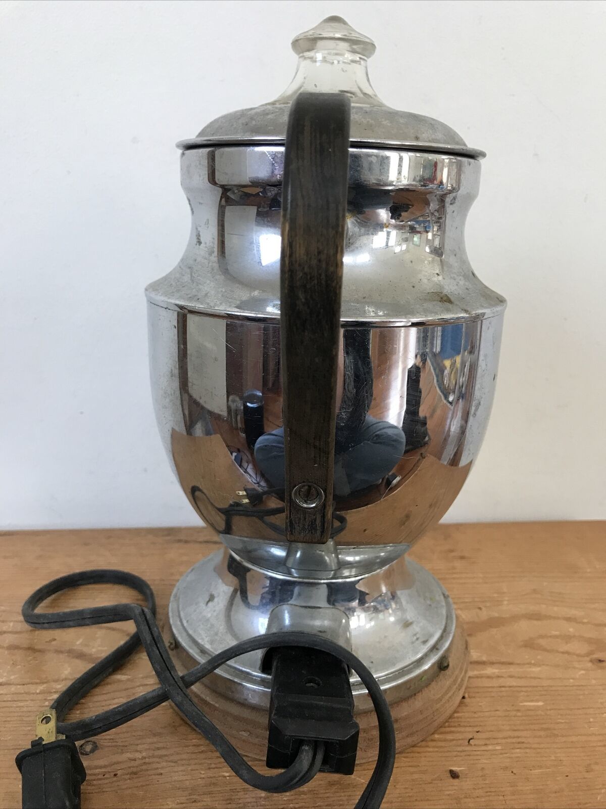 Antique Vintage 1920s Chrome Metal Wood Handle Base Coffee Percolator ...