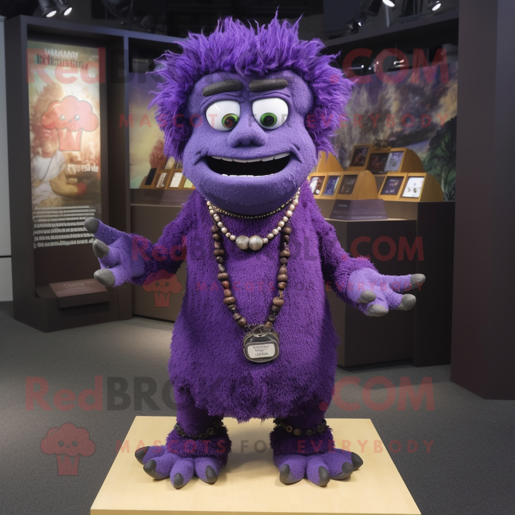 Purple Frankenstein'S Monster mascot costume character dressed with a ...