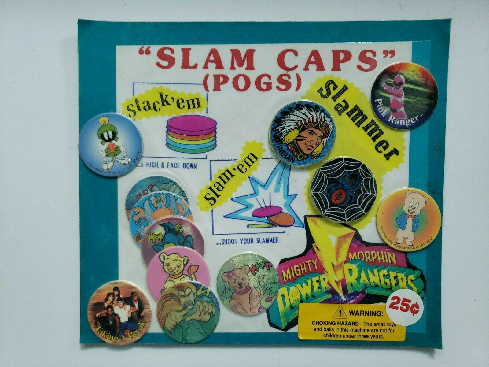 Vintage Pogs Slam Caps Old Gumball Vending Machine Display Card #229 ...