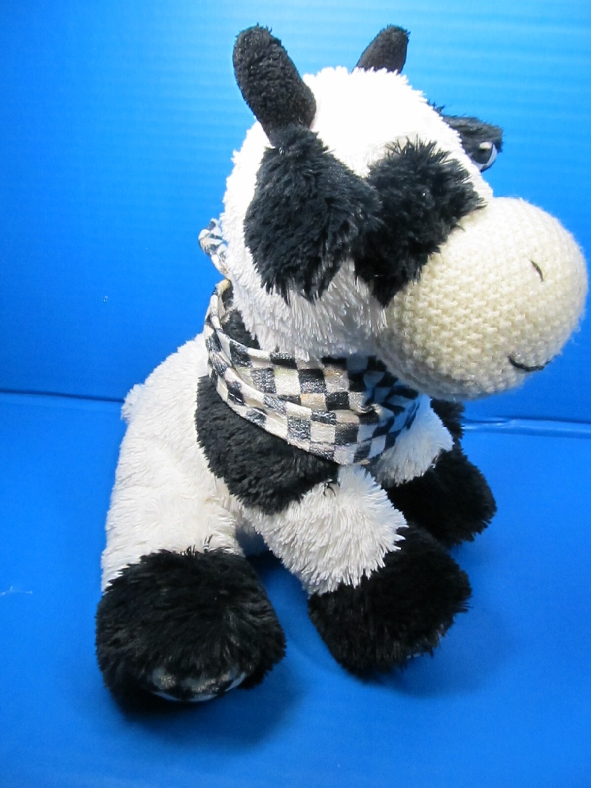 MacKenzie Childs Black/White Checkered Cow Stuffed Animal Plush 12" - Bears