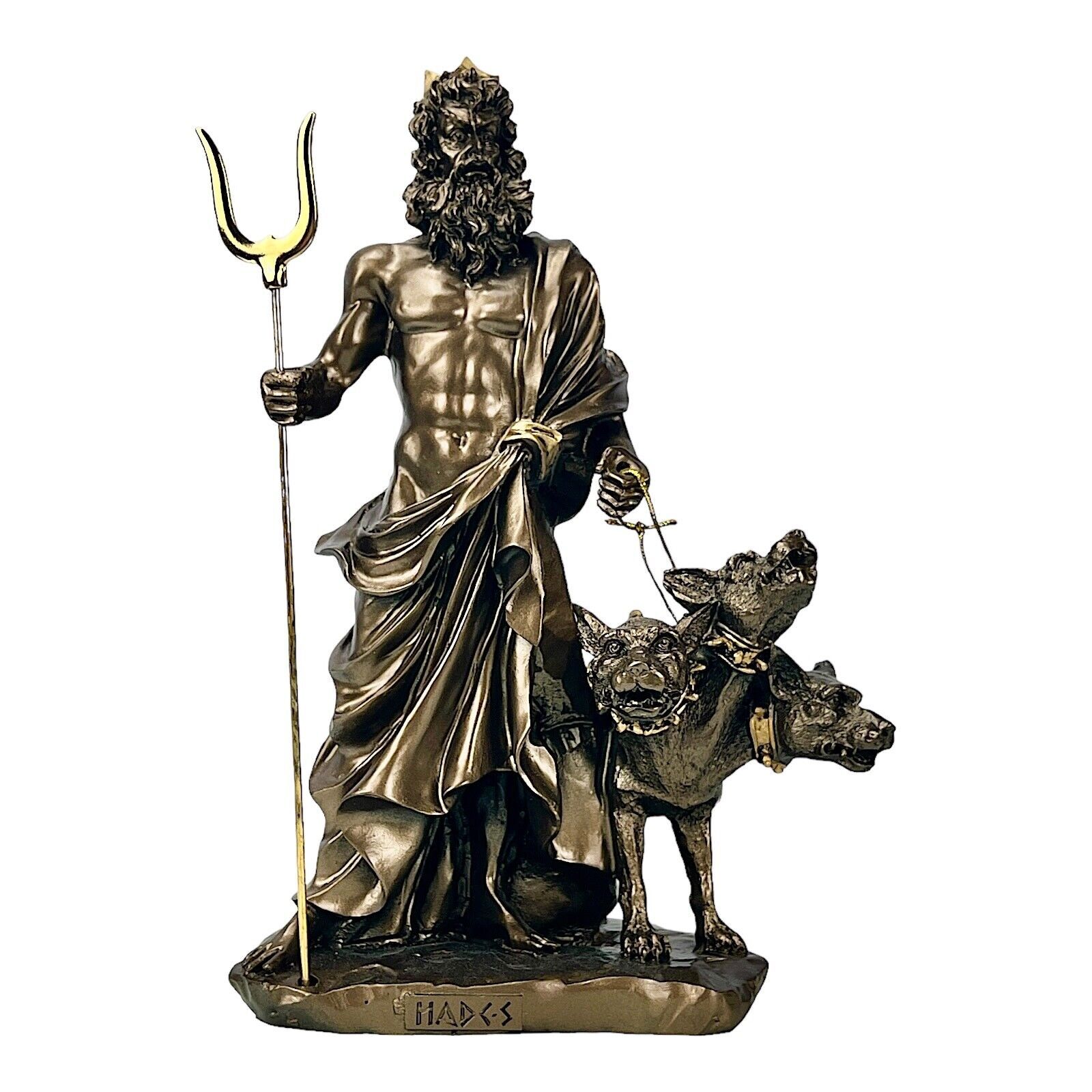 Hades Pluto God of Underworld & Cerberus Statue Sculpture Bronze Effect 9.45 in - Art Sculptures