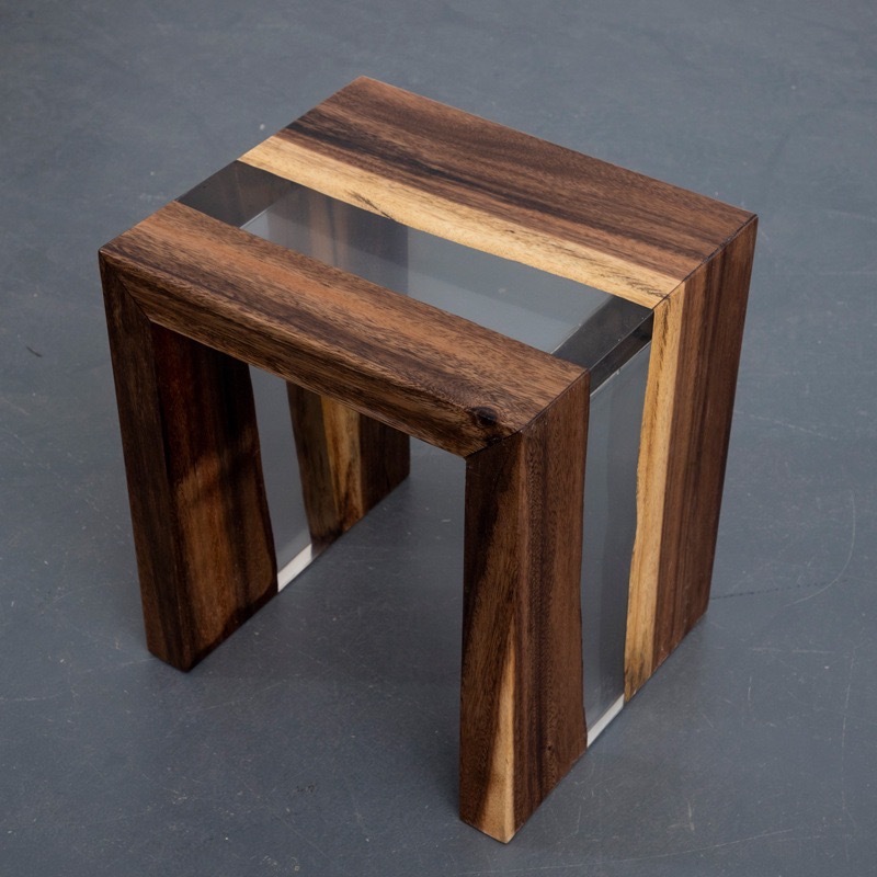 Modern Simple Epoxy Resin Stool Home Solid Wood Living Room Decor Chair ...