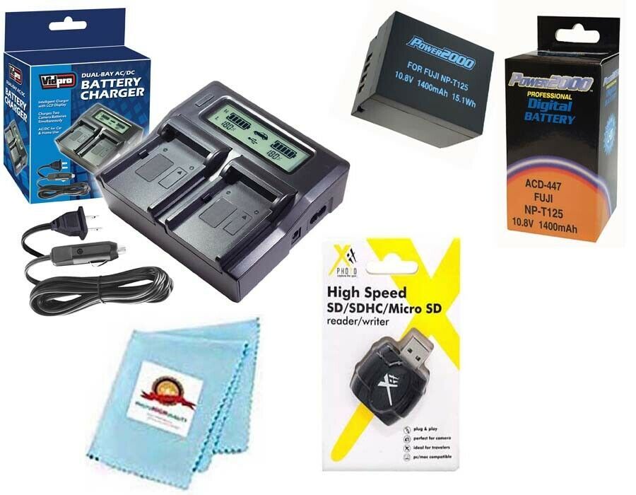 NP-T125 Battery + Charge + Card Reader for FujiFilm GFX 50S, GFX 50R, GFX 100, - Chargers & Cradles