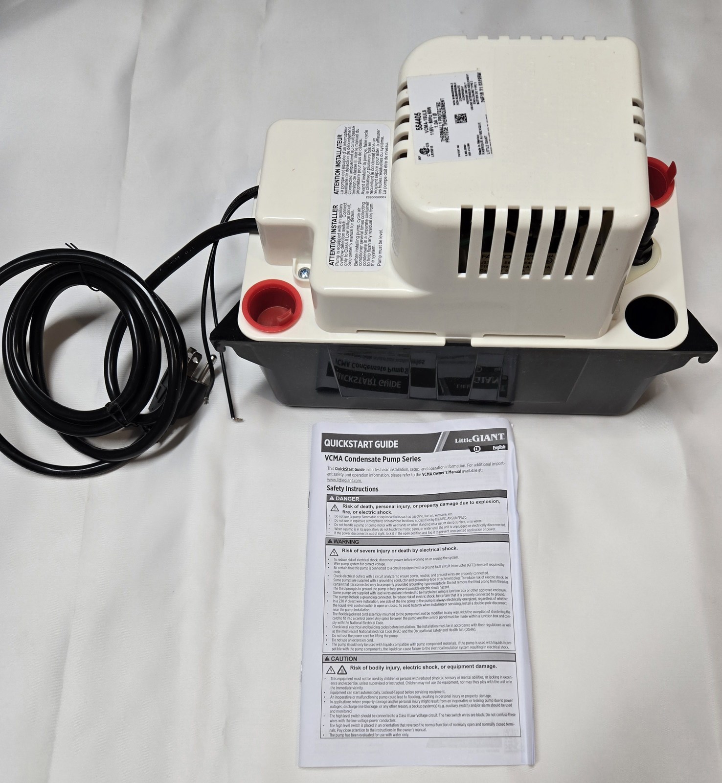 Little Giant 554405 VCMA-15 Series Condensate Pump, 7"H, 5"W, 11"L ...