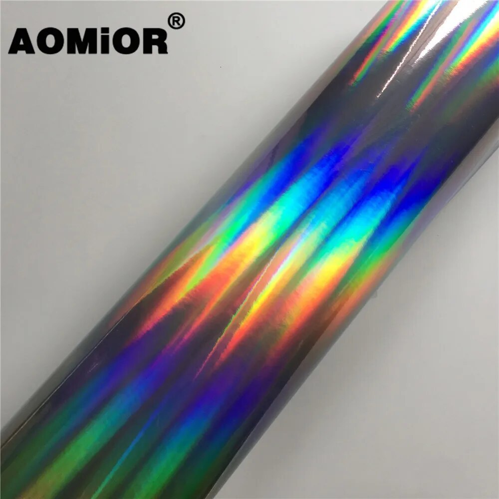 Prem Chrome Silver Black Holographic Vinyl Wrap Decal For Car Wrapping ...