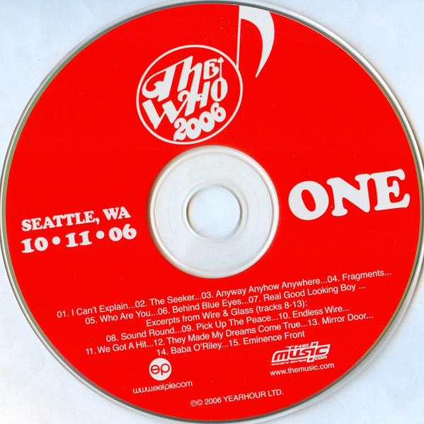 The Who Live in Seattle, WA on 10/11/06 Rare Soundboard 2 CD Jewel case ...