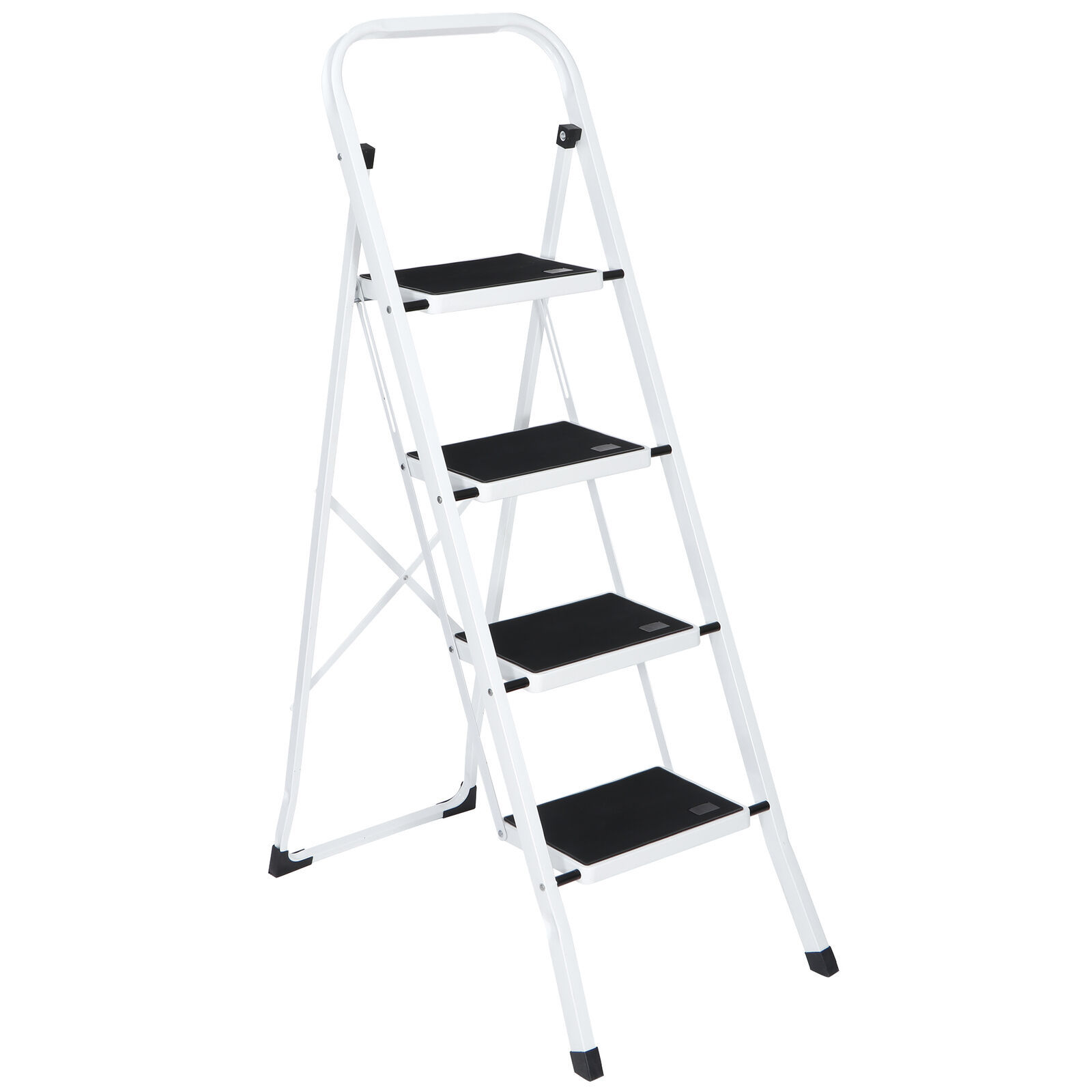 4 Steps Folding Ladder Non-Slip Tread Mat Multipurpose Platform 300Lbs ...