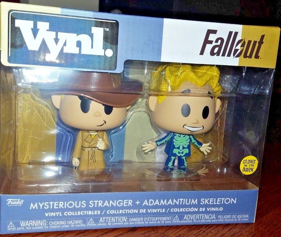 Funko Vynl Fallout: Adamantium Skeleton GITD and Mysterious Stranger ...