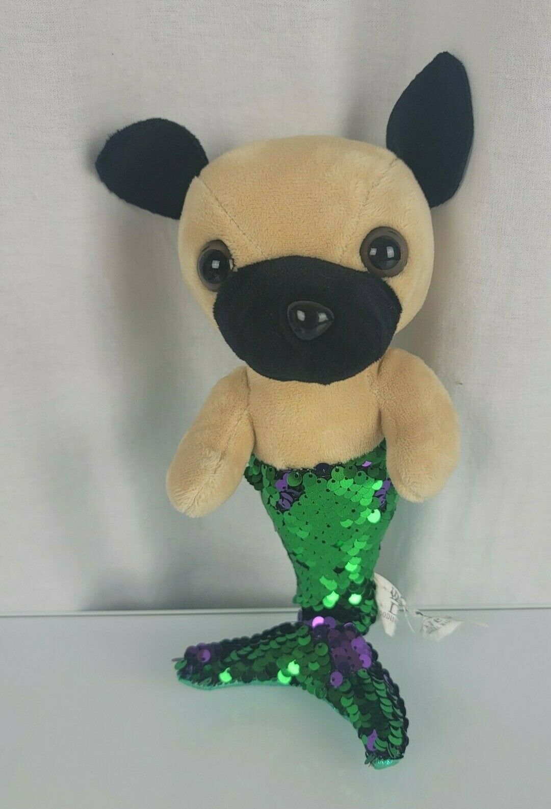 Pug Mermaid Flip Reverse Green Purple Sequin Dog Plush Stuffed Animal ...