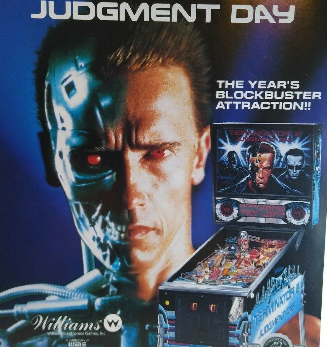 Terminator 2 Judgement Day Pinball Flyer Vintage T2 1991 Arnold ...