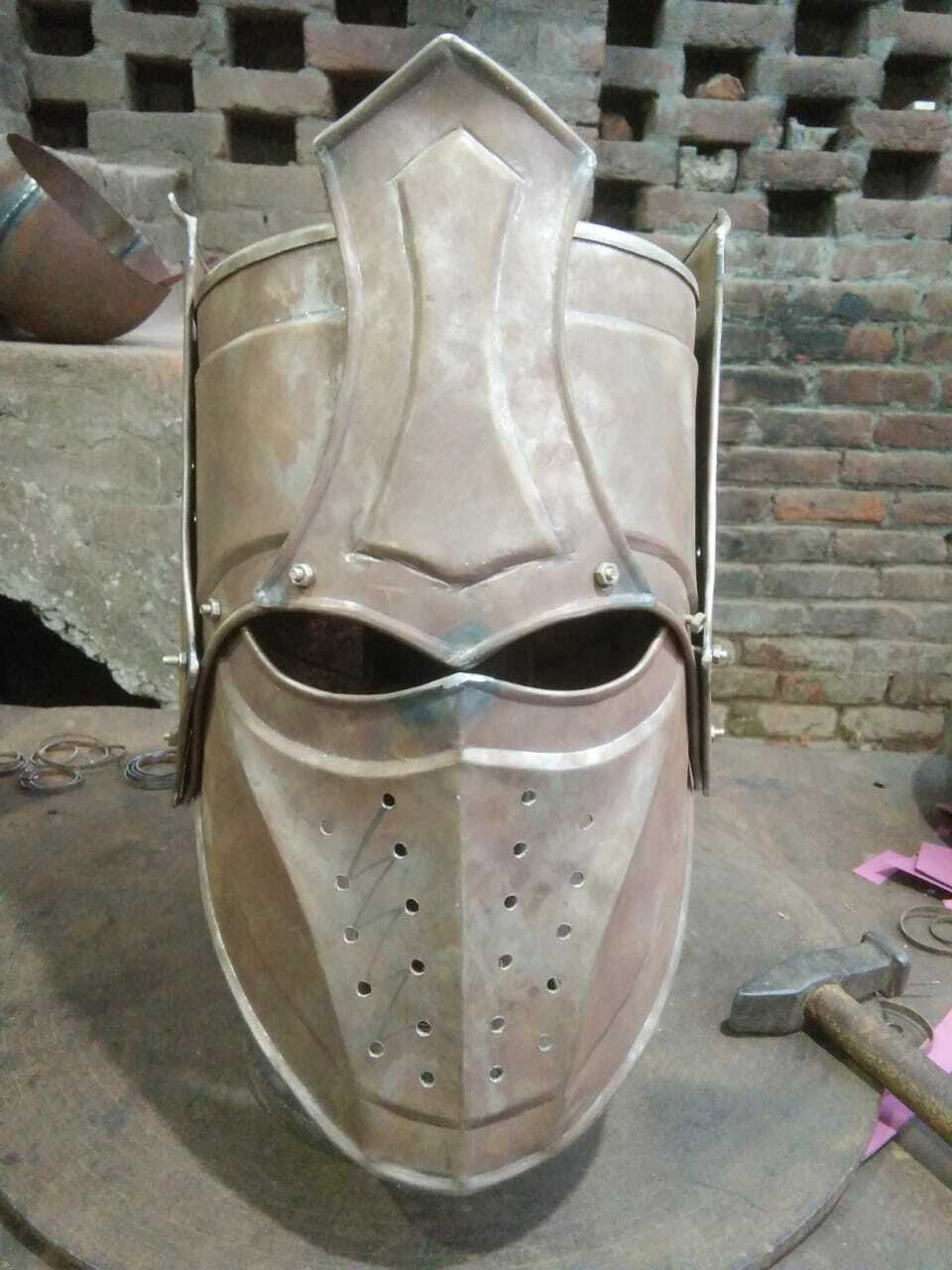 Medieval Great Helmet Battle Ready Heavy Metal Armor Helmet ...